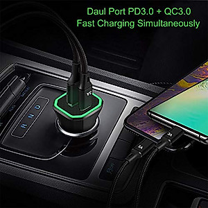 Car Charger Adapter, USB C Car Charger, Dual Port PD&QC3.0 Car Charger Fast Charging Compatible with iPhone 14 13 12 11 Pro Max, Samsung Galaxy S22/Note 20, Tablet.