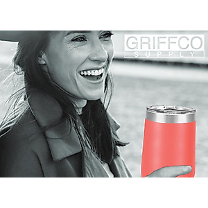 Griffco Supply 16 oz Large Wine Tumbler, Vacuum Insulated, Stainless Steel with Lid - Insulated wine tumblers with lids, Stemless wine glasses (Teal)