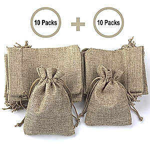 ADVcer Burlap Bags with Drawstring Set, 5.5 x 4 and 4.8 x 3.5, Sacks 20 for Small Favor, Gift, Treat, Goodie, Party, Jewelry, Little Sachet, Coffee Bean, Mini Decor, Craft, Candy, Tea Storage (Linen)