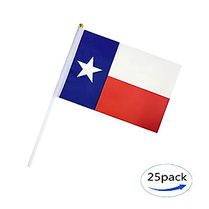 LoveVC Texas State Flag Small Mini Texas Stick Flags,25 Pack