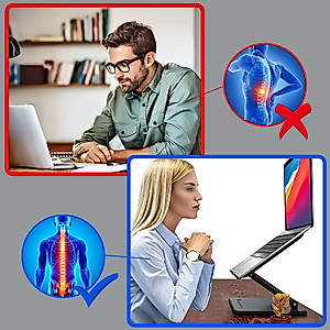 Laptop Stand , Ergonomic Laptop Stand for Desk Adjustable Height, Portable Laptop Riser Holds Up Compatible with MacBook More Laptops 10- 15.6 inches - Black