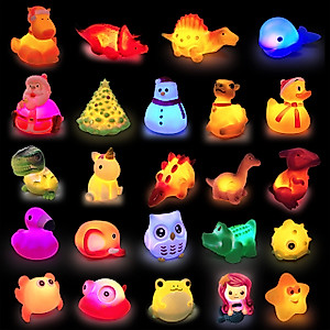 JOYIN Light Up Bath Toys 2023 Christmas 24 Days Countdown Advent Calendar for Kids Toddler LED Animal Floating Shower Pool Toys Set Xmas Gifts Christmas Party Favor