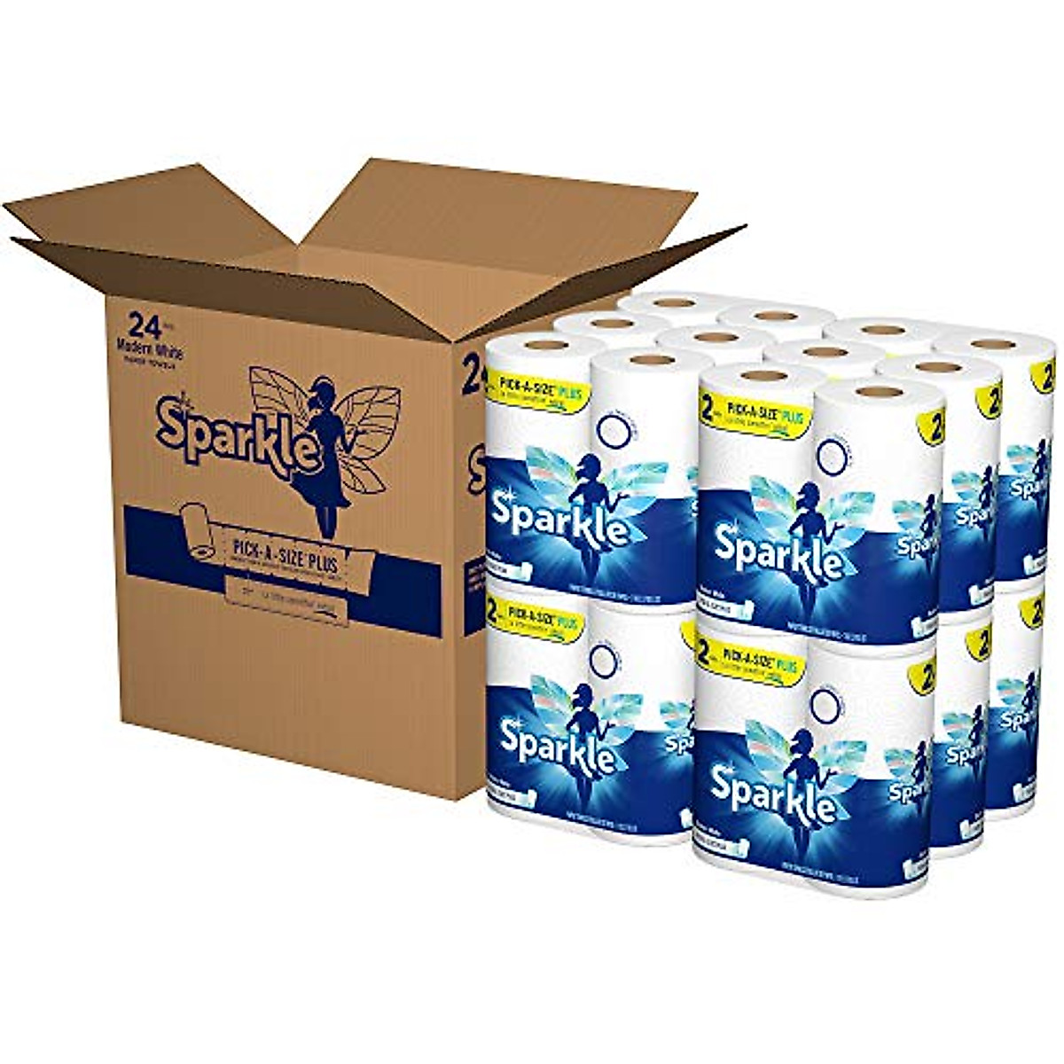 Sparkle Paper Towels, 24 = 47 Regular Rolls, Modern White, Pick-a-Size Plus