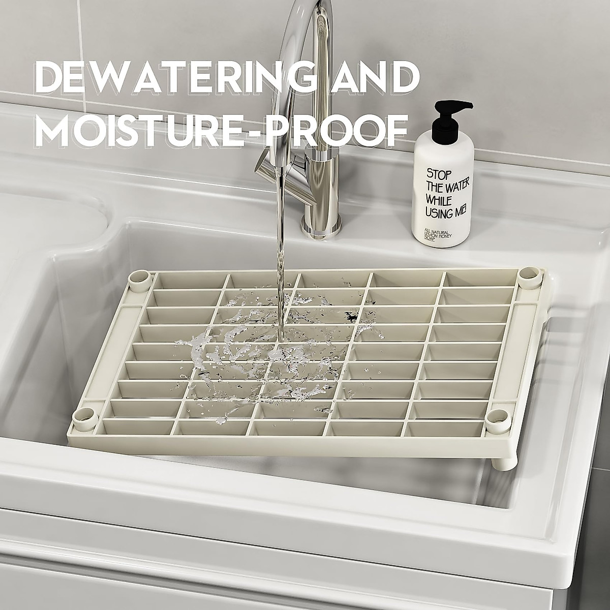 LEAIJIAFY 2 Tier White Plastic Bathroom Organizer Countertop Storage Shelf,Counter Under Sink Standing Shelf Vanity Organizer for Kitchen,Makeup Organizer for Bathroom Cabinet,13MM Metal Tubes