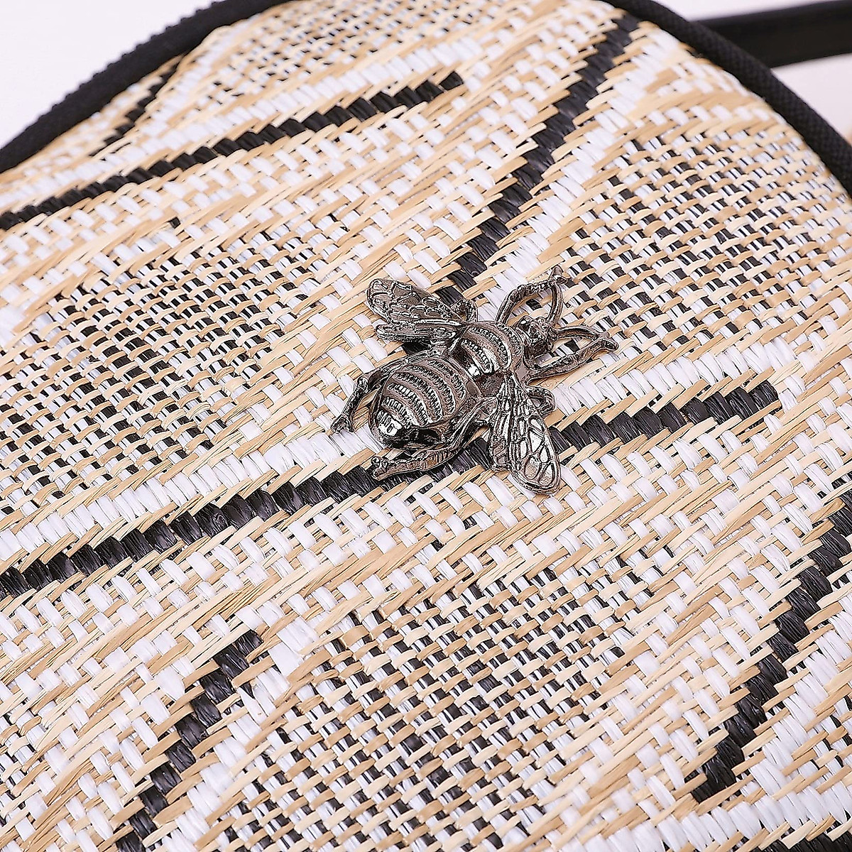 Small Crossbody Bags Shoulder Bag for Women Bee Stylish Lady Fashion Cute Purse Mini Handbag straw rope design hollow-carved (Black3)