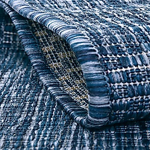 Unique Loom Collection Casual Transitional Solid Heathered Indoor/Outdoor Flatweave Area Rug (10' x 14' 1" Rectangle, Blue/Navy Blue)