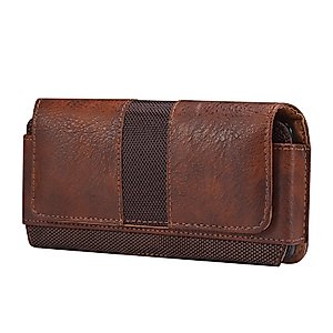 Cell Phone Holster Belt Clip Case Belt Loop Pouch Holder for Samsung Galaxy S23 Ultra S22 Ultra S21 Plus S20 FE Note 20 A54 A03/ Google Pixel 6 7 Pro/Moto G Power 5G iPhone 14 Plus/TCL 30 SE (Brown)