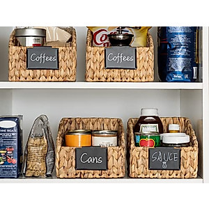 StorageWorks Water Hyacinth Wicker Baskets with Built-in Handles, Hand Woven Baskets for Organizing, Natural, 2 Pack