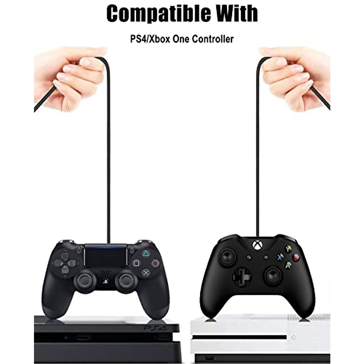 CONNYAM 2Pack 10ft PS4 Controller Charging Cable, High Speed Data Sync Cord for PS4/ Slim/Pro/Xbox One/Xbox One S/Xbox One Elite/Xbox One X Controllers