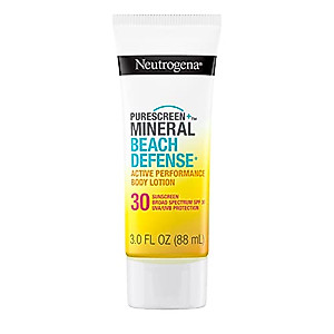 Neutrogena Purescreen+ Mineral Beach Defense Active Performance Body Lotion Sunscreen with Broad Spectrum SPF 30, Quick Drying and Water-Resistant 80 Minutes UVA/UVB Protection, 3.0 fl. oz