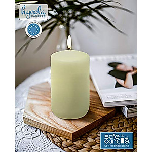 HYOOLA Ivory Pillar Candles 3x6 Inch - Unscented Pillar Candles - 12-Pack - European Made
