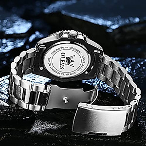 OLEVS Men Watches Quartz Watch Wrist Watch for Men Stainless Steel with Date Classic Bussiness Big Face Waterproof Luminous Green/Black/Blue