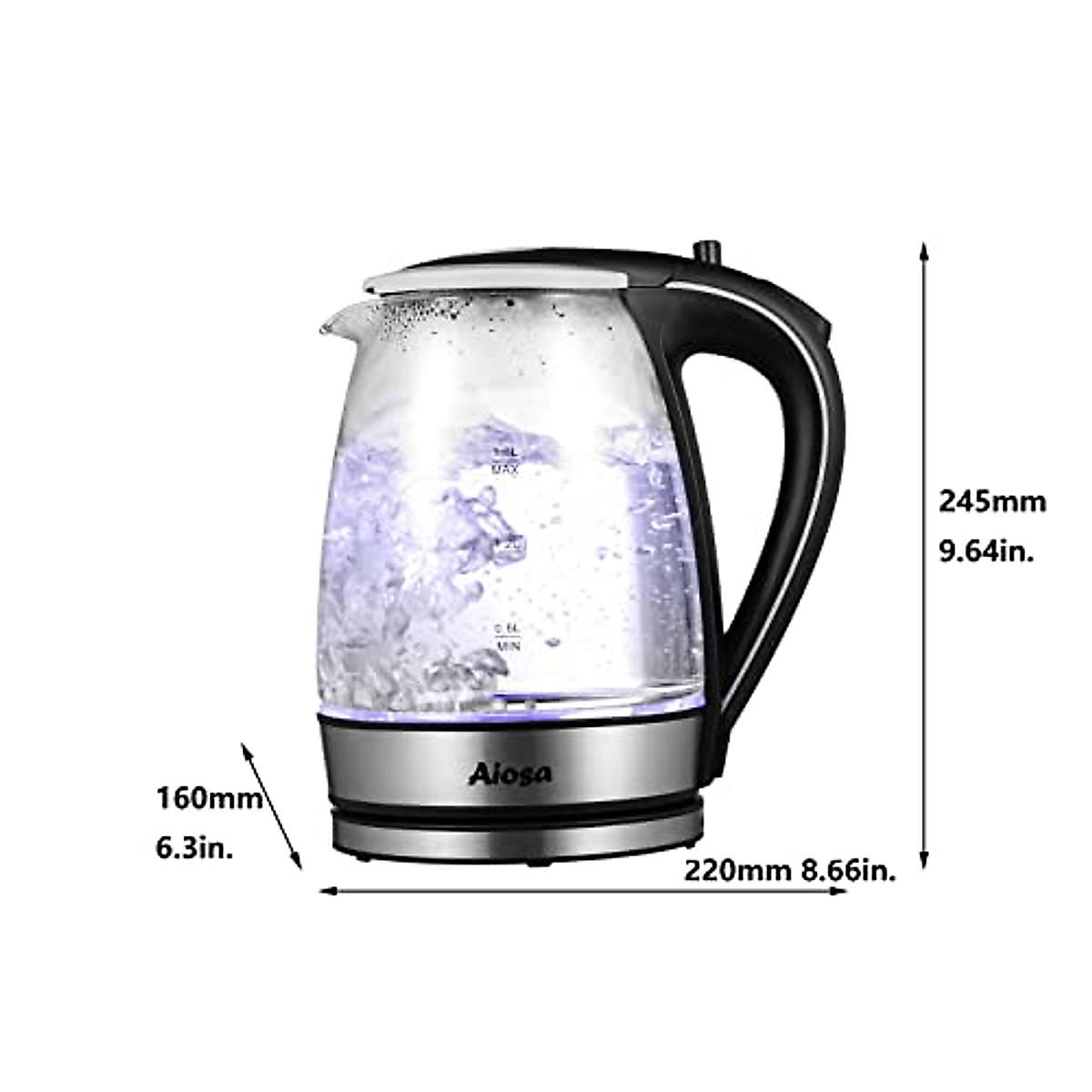 Electric Kettle,kettle water boiler,Auto Shut Off, Blue LED Light,1.8L Cordless 360° Base,One-Handed Operation Easy To Use,Aiosa Electric Kettles…