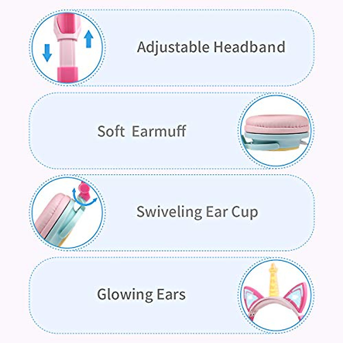 iFecco Kids Headphones, Boys Girls Teens Foldable Adjustable Wired On-Ear Headset 3.5mm Audio Jack Stereo Tangle-Free, 85 dB Volume Limited Childrens Headphones for School Home, Travel