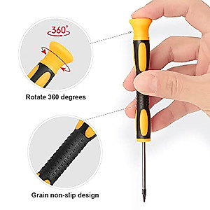 Kingsdun 12Pcs Magnetic Torx Screwdriver Sets with T3 T4 T5 Torx 6 T7 T8 T10 Star Screwdrivers, Stainless Steel Tweezers & Philip Slotted Screwdrivers for Phone/Mac/Camera/Computer Repairing