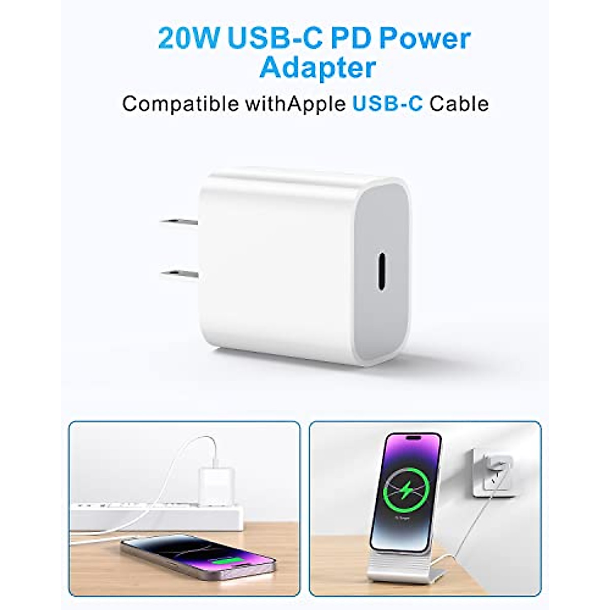 Magnetic Wireless Charger, Mag-Safe Charger Stand with 20W USB C PD Adapter, Mag-Safe Charging Station Compatible with iPhone 14/13/12 Series, Fast Wireless Charging Pad with Phone Stand