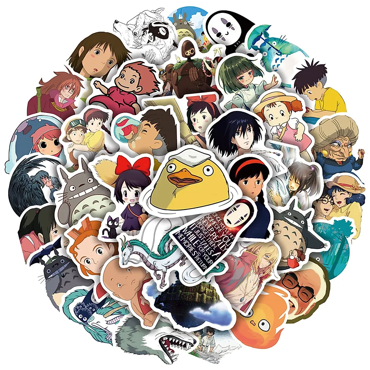 50 PCS Japanese Cartoon Stickers, Kawaii Studio Ghibli Anime Stickers Waterproof Vinyl Cute Stickers for Laptop Guitar Water Bottle Luggage Bike Fashion Decals for Kids Teen Girls Adults