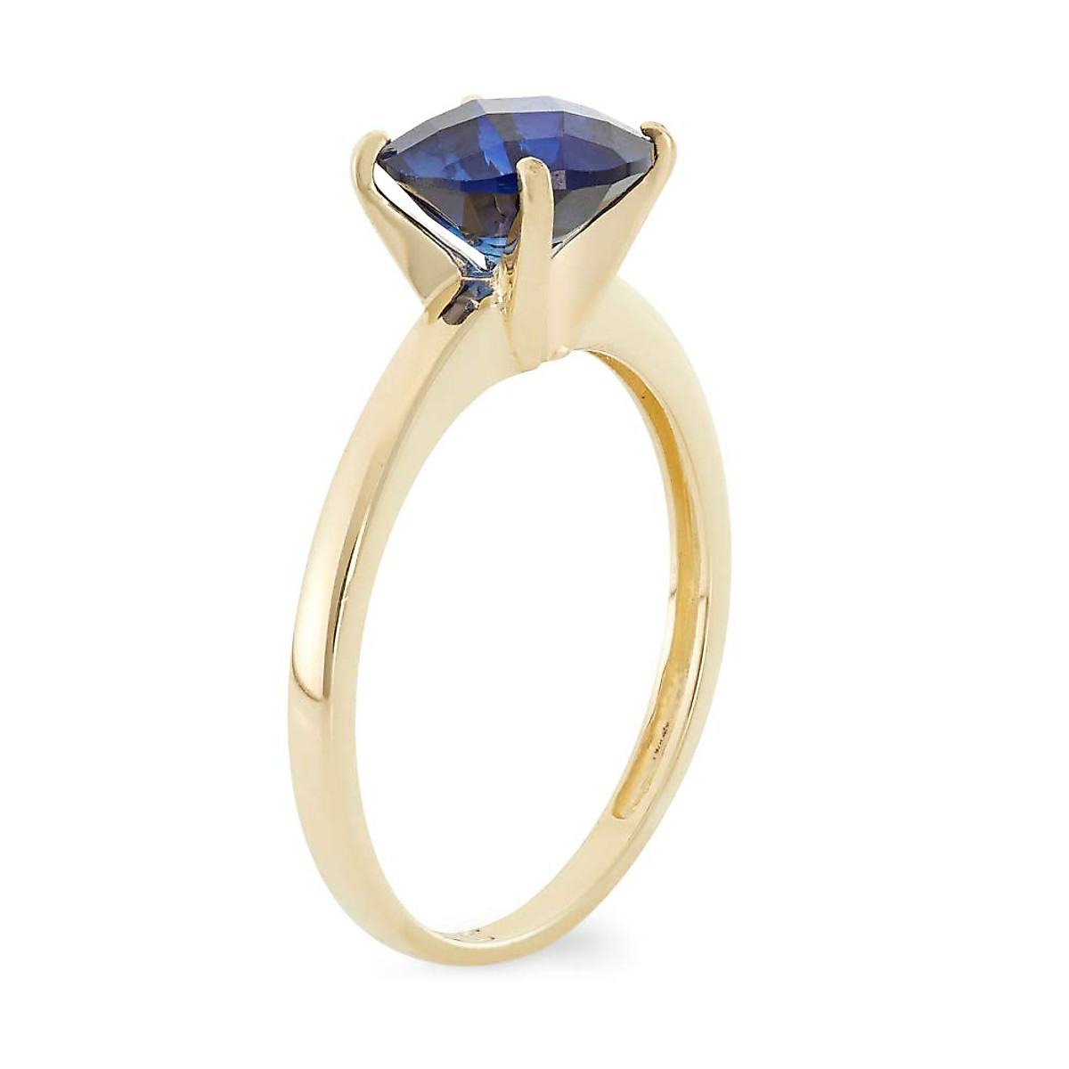 Celebration Moments Solid 10kt Yellow Gold 8MM Round Created Blue Sapphire Gemstone Solitaire Statement Ring For Women Sizes 5-10 (5)
