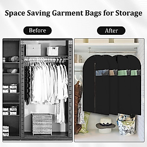 Black PEVA Lightweight Garment Bag for Hanging Clothes, Breathable Garment Covers for Dance Costume, Gowns Winter Long Coats, Suitable for Shirts, Jackets, Closet Storage(24 x 47 Inches)