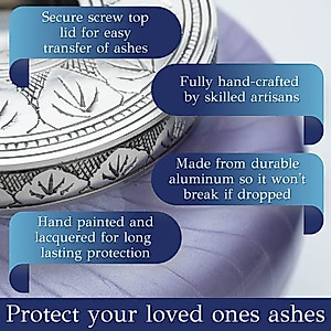 FOVERE – Small Urns for Human Ashes – Purple Ashes Keepsake Urn – 100% Handmade Decorative Urns for Males and Females. Pet Urn for Dogs Ashes and Cats.