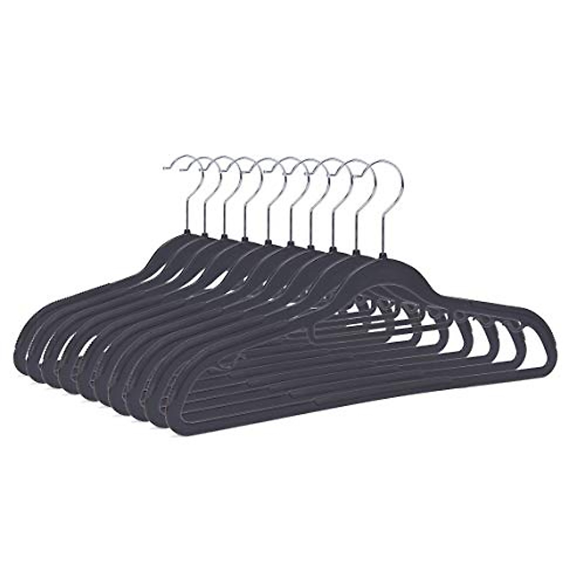 Quality Hangers Clothes Hangers 50 Pack - Non-Velvet Plastic Hangers for Clothes - Heavy Duty Coat Hanger Set - Space-Saving Closet Hangers with Black Swivel Hooks - Functional Non-Flocked Hangers