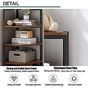 Corner Shelf Stand 4-Tier/5-Tier/6-Tier Storage Bookshelf Industrial Corner Bookcase Wood Furniture Plant Stand for Living Room Kitchen Home Office