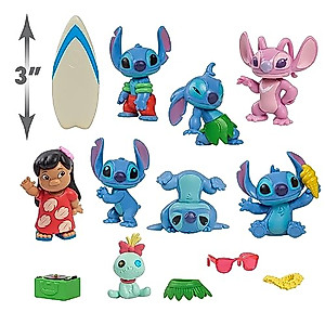 Disney’s Lilo & Stitch Deluxe Figure Set, 13-Piece Set, Officially Licensed Kids Toys for Ages 3 Up by Just Play