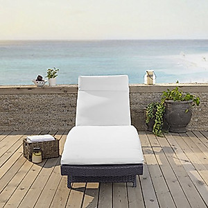 Crosley Furniture Biscayne Reclining Wicker Outdoor Chaise Lounge Chair for Patio, Deck, Backyard, Poolside, White