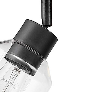 Globe Electric 59798 25" 3-Light Track Lighting, Faux Wood Finish, Matte Black Accents, Clear Glass Shades, Track Ceiling Light, Track Lighting Kit, Vintage, Ceiling Light Fixture, Home Improvement