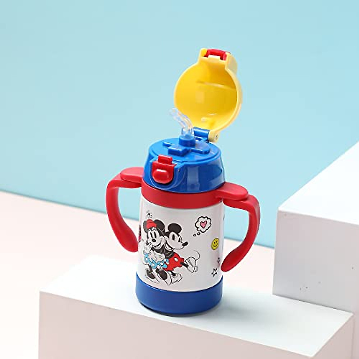 MINISO Mickey Mouse Collection Insulated Bottle, 8.7oz Stainless Steel Water Bottles for Gym,Travel,Sports, Reusable Metal Water Bottle