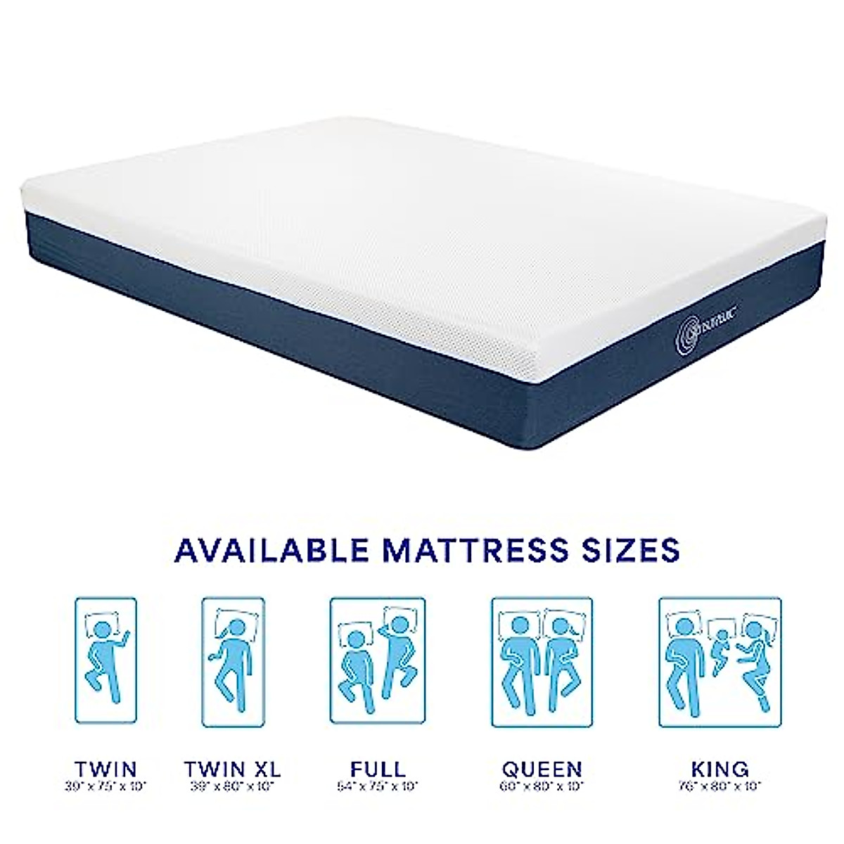 SensorPEDIC 10-Inch Twin Mattress, iCOOL Tech and Cooling Gel Infused Medium Plush Memory Foam Mattress, CertiPUR-US Certified, Bed-in-a-Box, Fiber Glass Free, Twin Size (75" L x 39" W x 10" H)