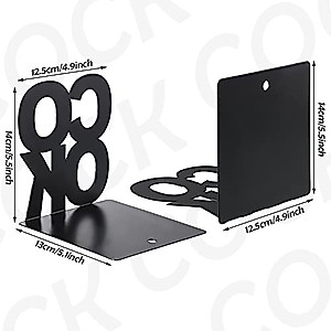 Hotop, Book Ends Decorative Metal Bookends Supports for Book-Rack Desk Kitchen Book Shelf Holder for Shelves Distinctive Appearance Design Book Ends Metal Supports