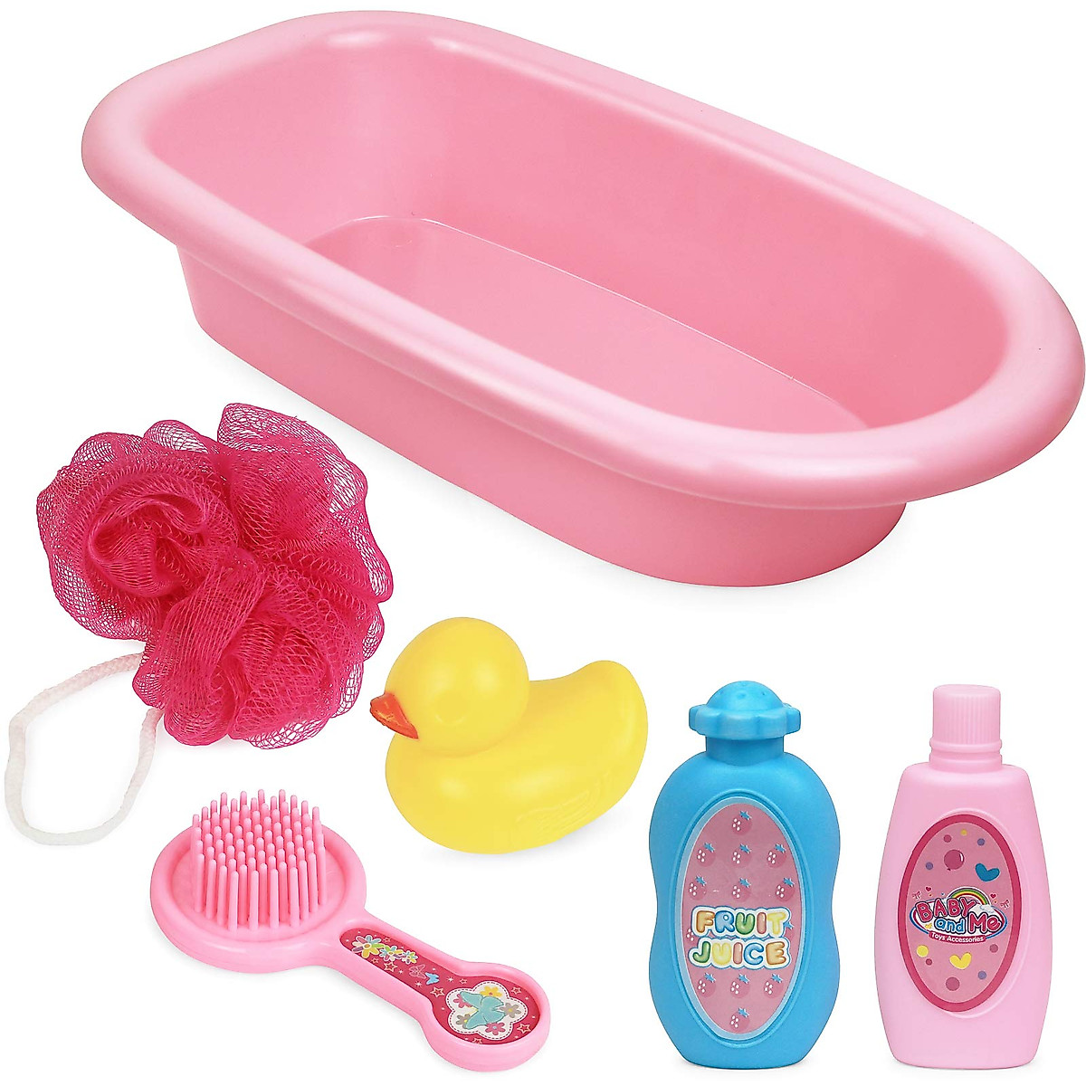 Click N' Play Baby Doll Bathtub Pretend Play Set with Accessories | Baby Bath Tub Play Set for Girls and Toddlers with 6 pcs Accessories | Baby Doll Bath Toy/Baby Doll Bathtub Set for Kids Ages 3+