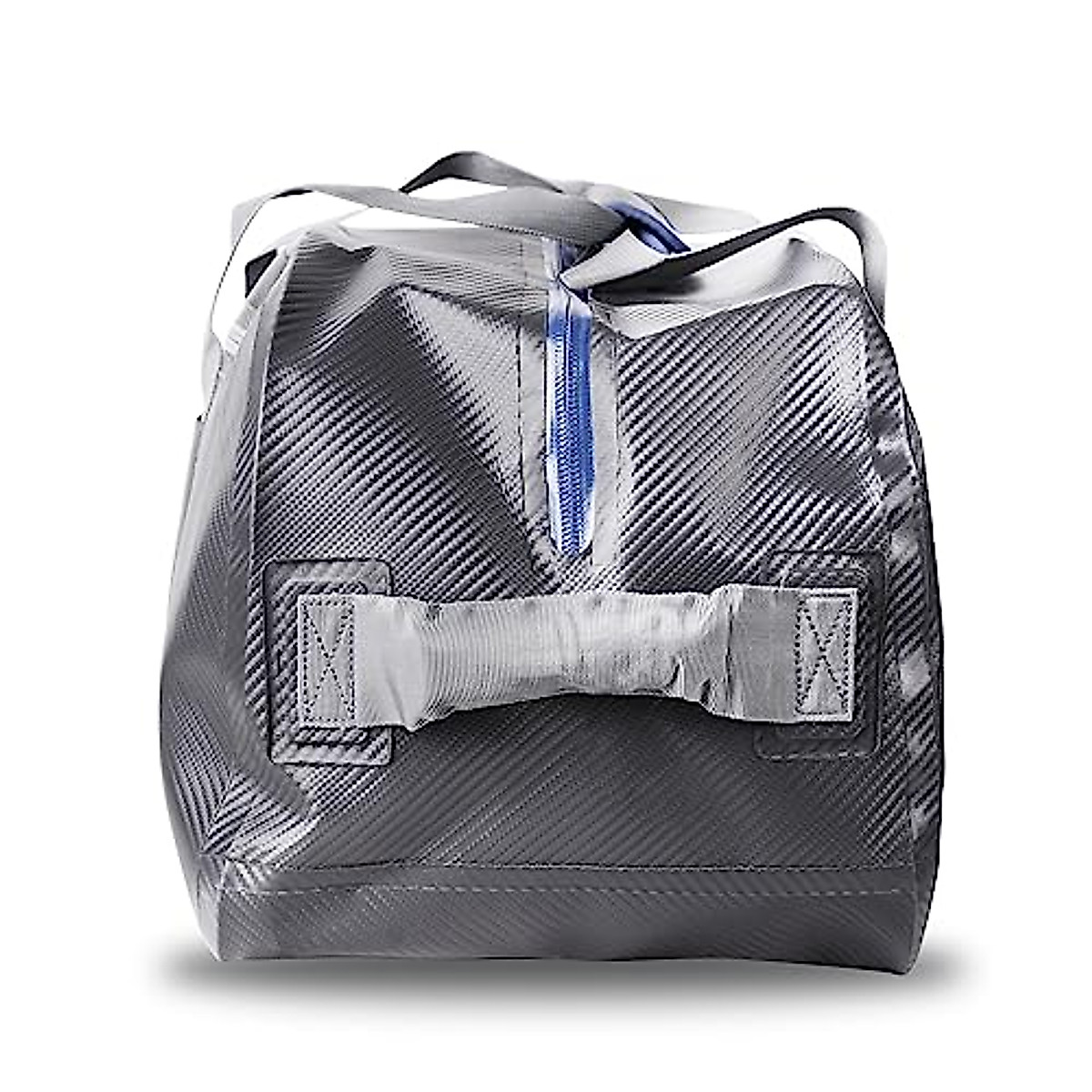 Mustad Dry Duffle Bag 50L, Water-Resistant 500-Denier Tarpaulin, Zippered Main Compartment, Adjustable Shoulder Straps, Grey/Blue