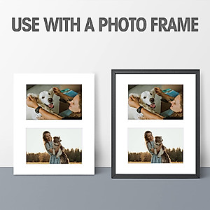 Golden State Art, Bevel Cut Mats for Two Photos, Acid-Free White Core for Photographs, Prints, Artworks - Great for Graduations, Frames (White, 8x10 Mats for 4x6 Pictures, Pack of 10)