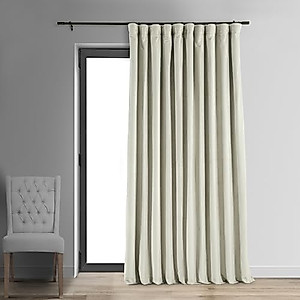 HPD Half Price Drapes Signature Velvet Thermal Blackout Curtains for Living Room 96 Inch Long (1 Panel) Rod Pocket Insulated Blackout Curtains for Bedroom Window Curtains, 100W x 96L, Off White