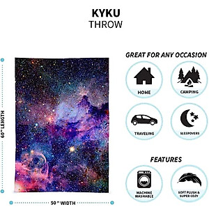KYKU Soft Galaxy Blanket Full Size Fleece Purple Nebula Throw Blanket Universe Small Outer Space Adult and Child Comfy Home for Living Room Sofa Nap Cozy Pretty Abstract Art Printed Design Gifts