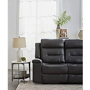 Signature Design by Ashley McAdoo Contemporary Faux Leather Tufted Reclining Power Sofa, Black