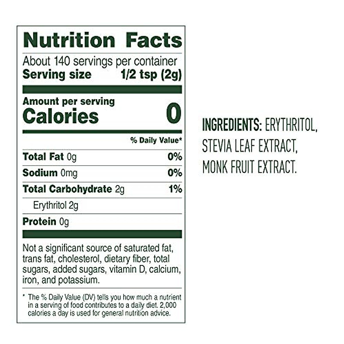 WHOLE EARTH Stevia & Monk Fruit Plant-Based Sweetener, 9.8 Ounce Jar