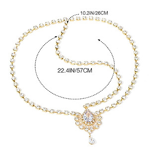 Catery Head Chain Jewelry Crystal Hair Chains Boho Headpiece Pendant Head Chain Hair Jewelry Hair Accessories for Women and Girls (Gold)