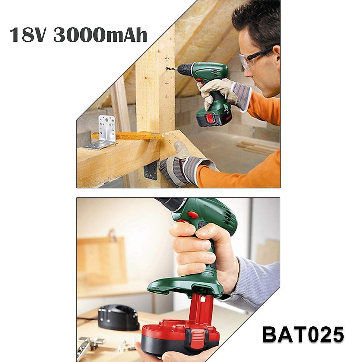 CREABEST 18V 3.5Ah Ni-MH Replacement Battery for Bosch BAT181 BAT180 BAT025 BAT026 BAT160 BAT189 33618 52318 3860K 2607335265 2607335266 2607335270