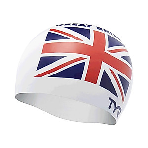 TYR Great Britain Silicone Adult Fit, White