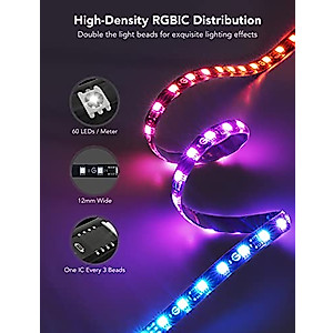 Govee Envisual TV LED Backlight T2 with Dual Cameras, 11.8ft RGBIC Wi-Fi LED Strip Lights for 55-65 inch TVs, Double Strip Light Beads, Adapts to Ultra-Thin TVs, Smart App Control, Music Sync, H605C