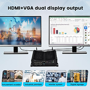 Industrial Fanless Mini PC Inter i7 1165G7 Windows 11, 8GB DDR4 256GB SSD, 8 x USB, 6X COM, HDMI, VGA, 14 x GPIO, 2*i225-V B3 2.5G RJ45 LANs