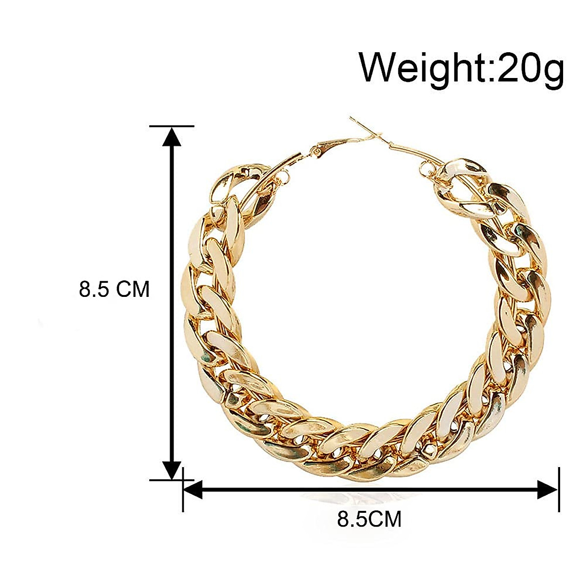 Xerling Large Circle Dangle Hoop Earrings Punk Hip Hop Cuban Chain Link Chain Big Round Circle Hoop Earrings Statement Jewelry (Gold)
