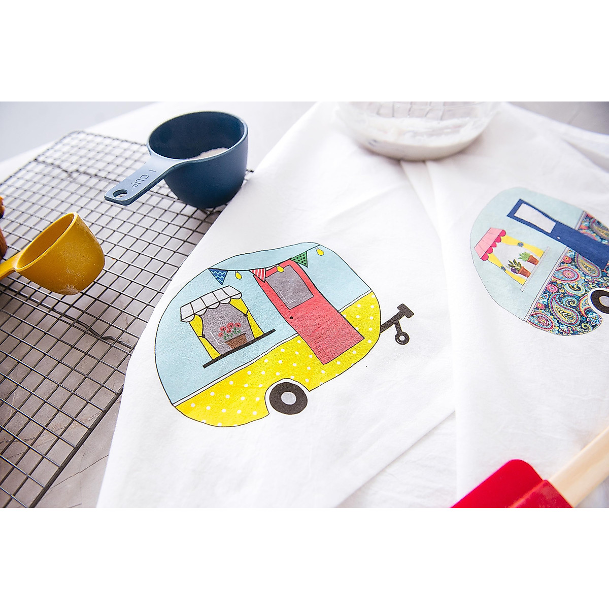 LLdecor RV Kitchen Towels - Set of 2, Urban Hippy Design