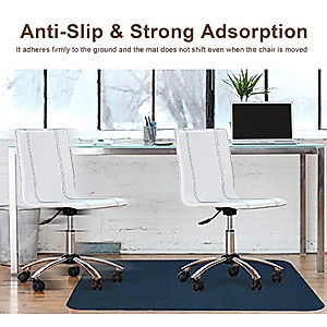 DRPORONYN Office Hard Floor Chair Mats, Hardwood Tile Floor Carpet Desk Protector Mat Without Curling,Scratch for Rolling Chair Computer Desks (Dark Blue, 48" x 36")