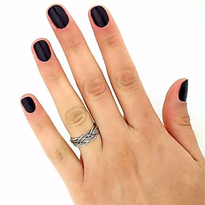 Sterling Silver 925 Celtic knot Tribal Ring, Celtic Knot Twisted Vintage Style Ring, Simple Women Everyday Jewelry, Plain Braided Ring For Women (11)