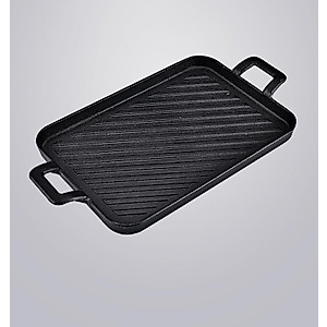 SZTNKSKJ Steak plate sizzle platter cast iron cast iron bakeware cast iron square pan cast iron skillets cast iron platter pan for roti (handle)