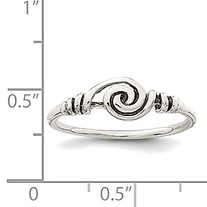 Bonyak Jewelry Solid Sterling Silver Antiqued Swirl Ring in Size 8